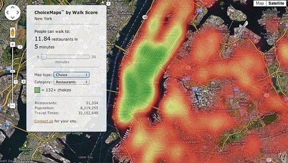 Walk Score 'ChoiceMaps' show depth of neighborhood amenities - Inman